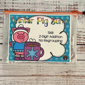 Winter Pig Sums 2 Digit Addition No Regrouping First Second Grade Math ...