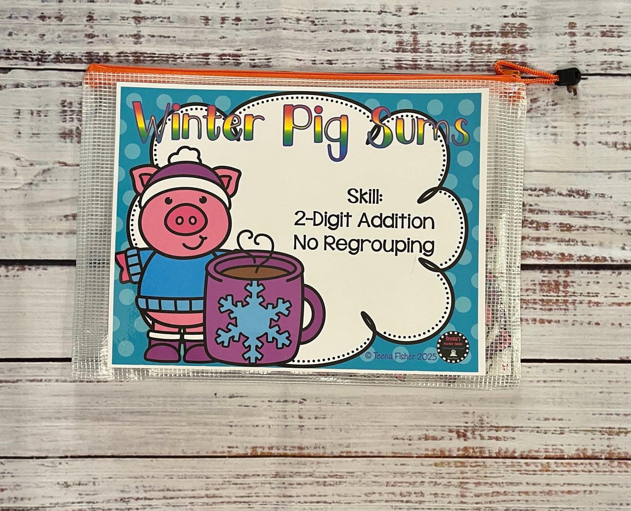 Winter Pig Sums 2 Digit Addition No Regrouping First Second Grade Math ...