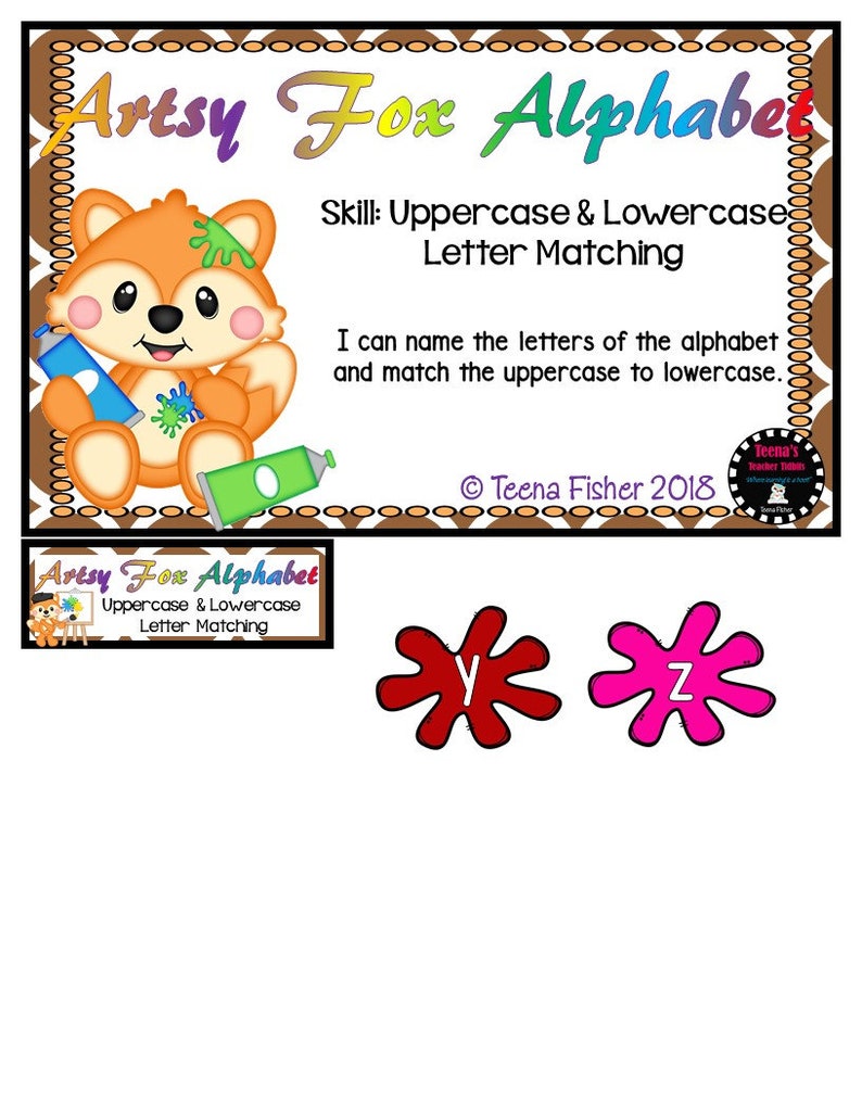 Artsy Fox Alphabet Match Upper and Lowercase Letters - Etsy