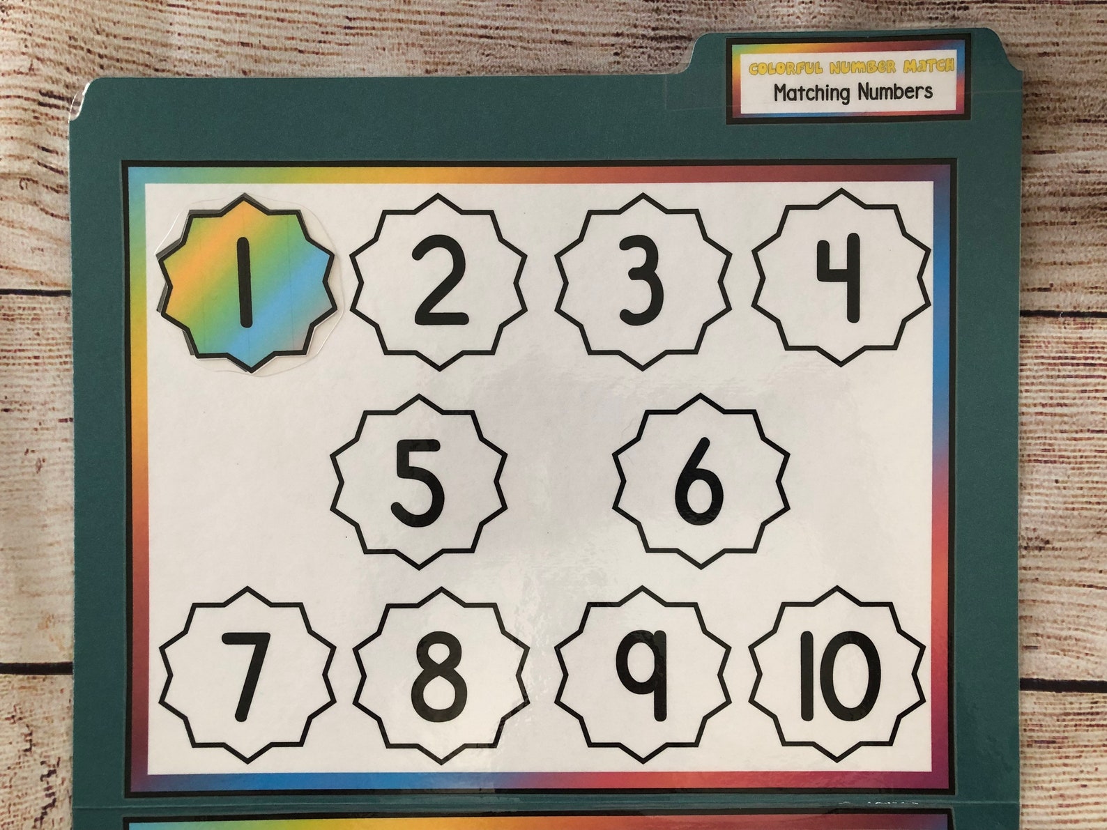 Colorful Number Match Math File Folder Game Center Teacher | Etsy