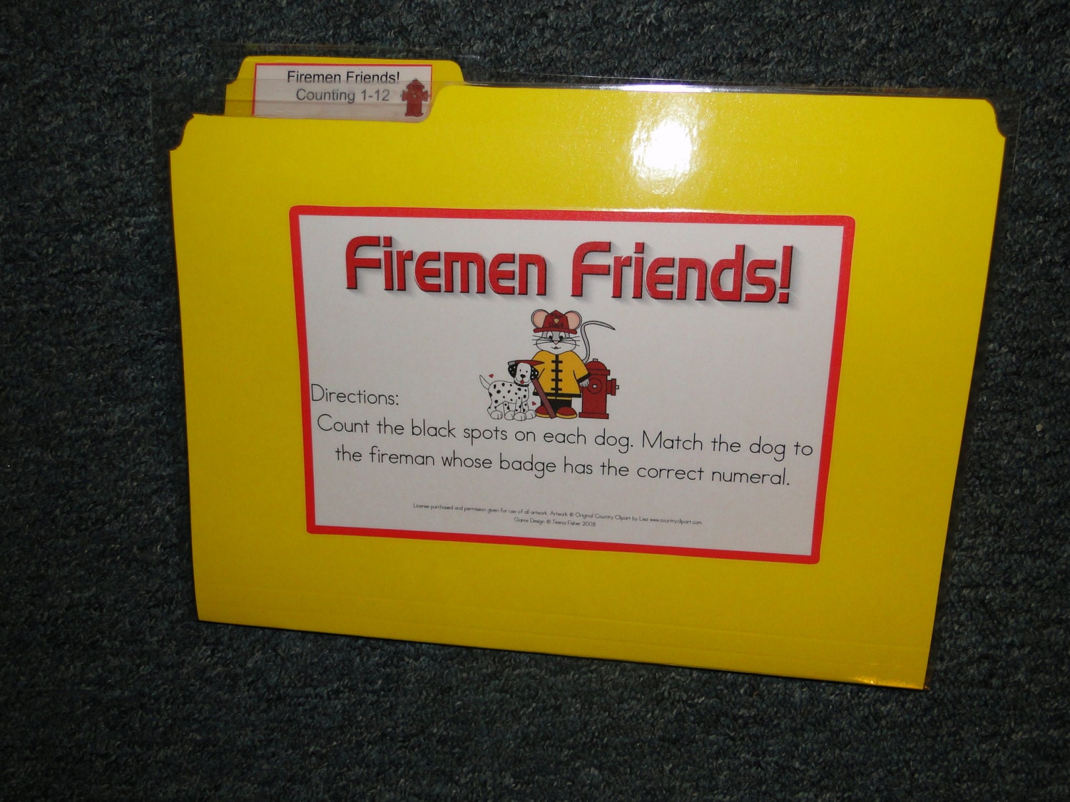 Fireman Friends Counting 1-12 Math File Folder Game Center Teacher ...