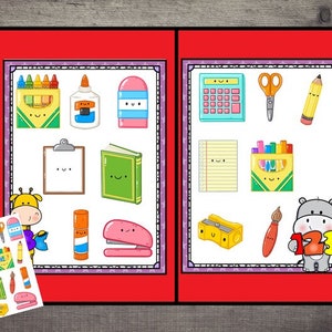 School Supply Identical Picture Shadow Match File Folder Game Pre-k ...