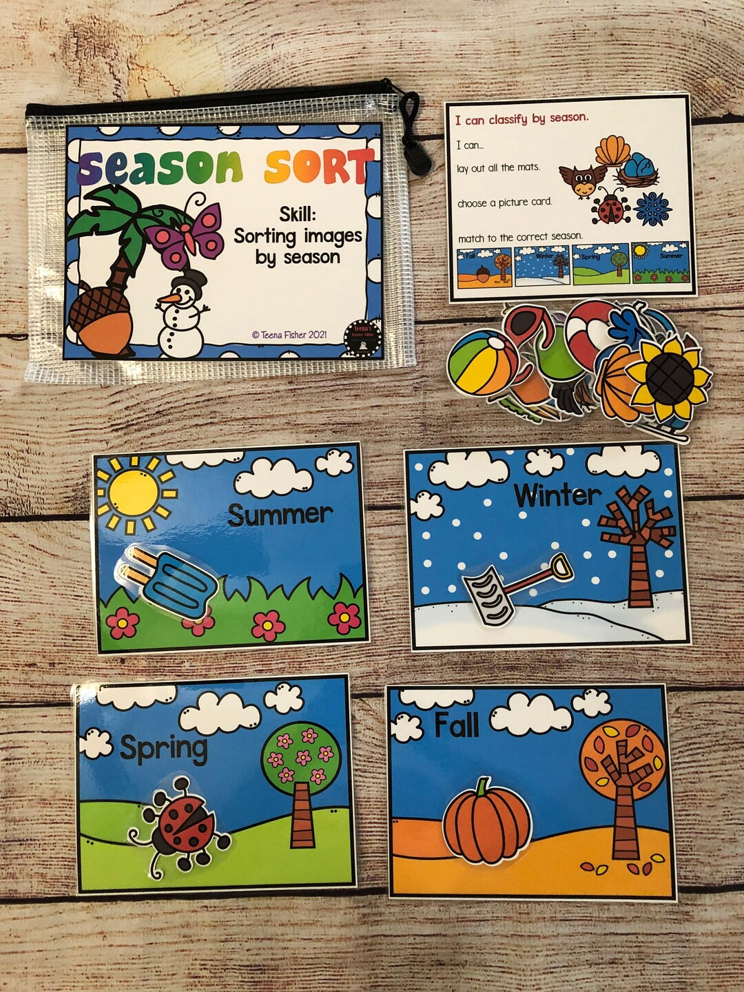 Season Sort Task Box Cards Preschool Busy Bag Classification Sorting - Etsy