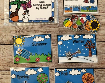Season Sort Task Box Cards Preschool Busy Bag Classification Sorting - Etsy