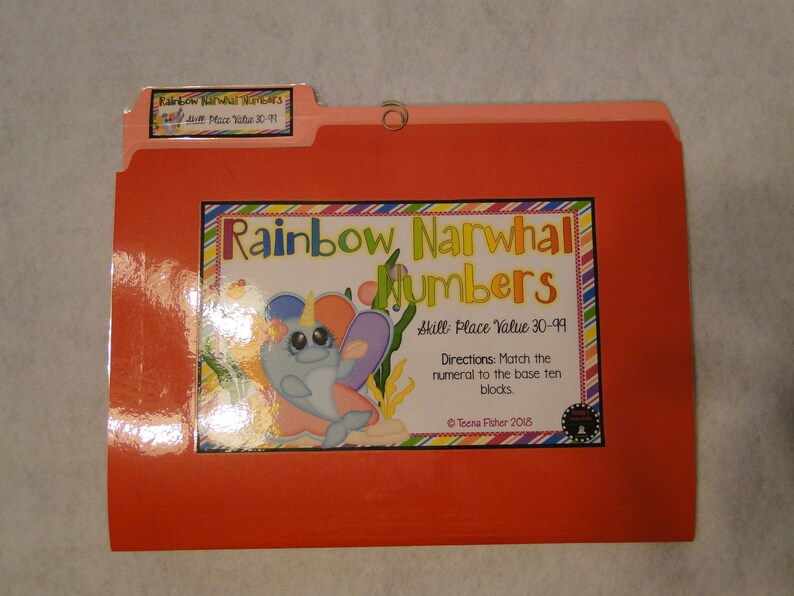 Rainbow Narwhal Teacher Made Place Value Math File Folder Game | Etsy