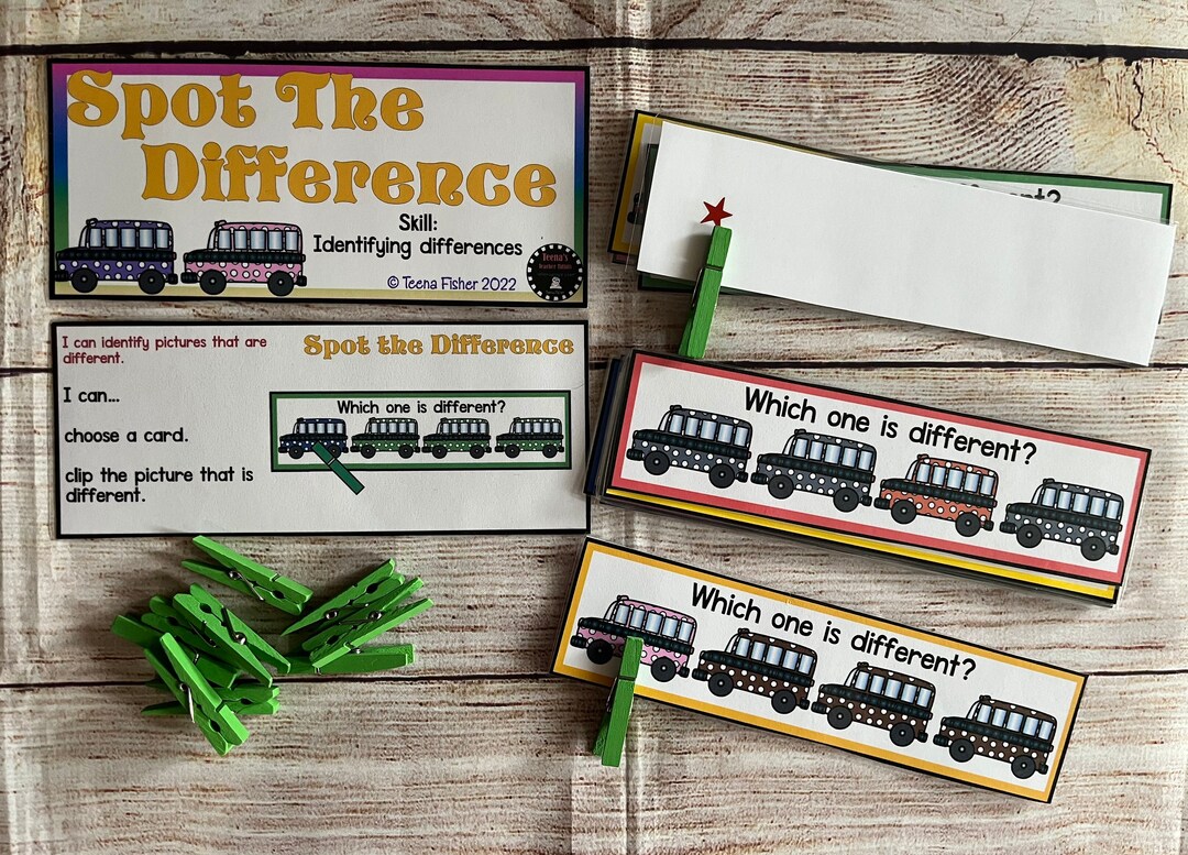 Spot the Difference Visual Discrimination Task Box Busy Bag Laminated ...