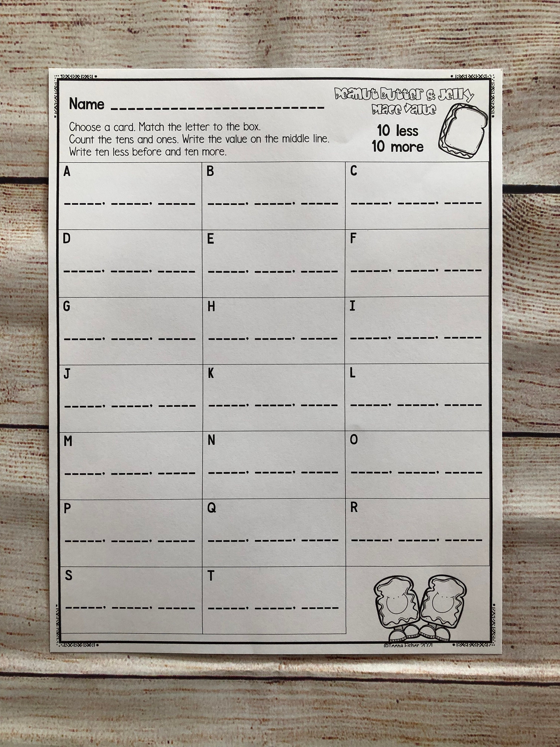 Peanut Butter Jelly Place Value Base 10 More Less Number Sense - Etsy