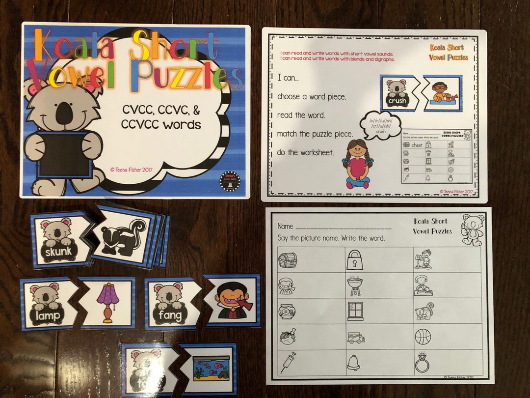 Koala Short Vowel Digraphs Puzzle Cards Teacher Made Phonics Literacy ...