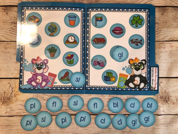 Bubble Blowing Beginning L Blends File Folder Game Literacy - Etsy