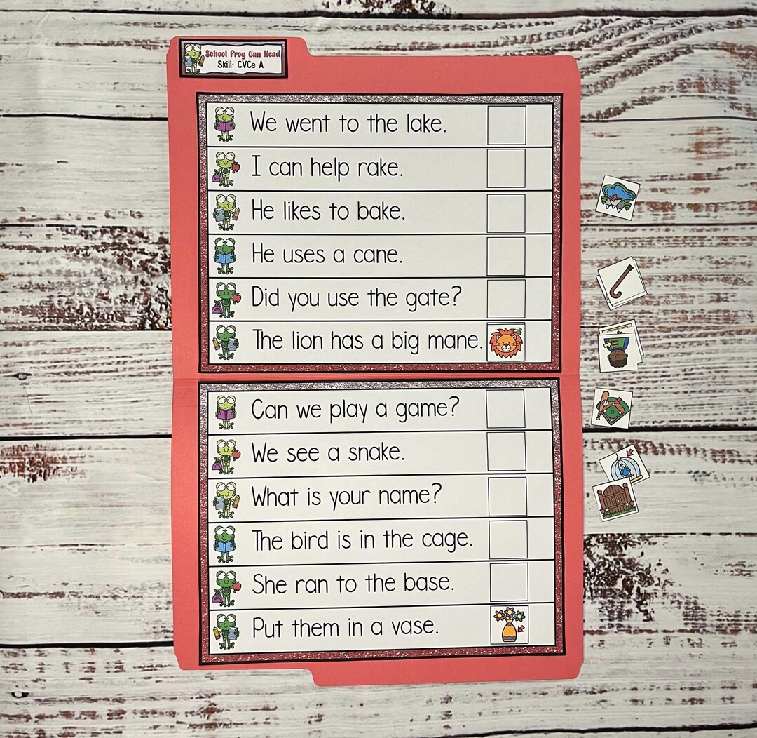 School Frog Can Read Cvce Long A Sentences Word Families Phonics Match ...