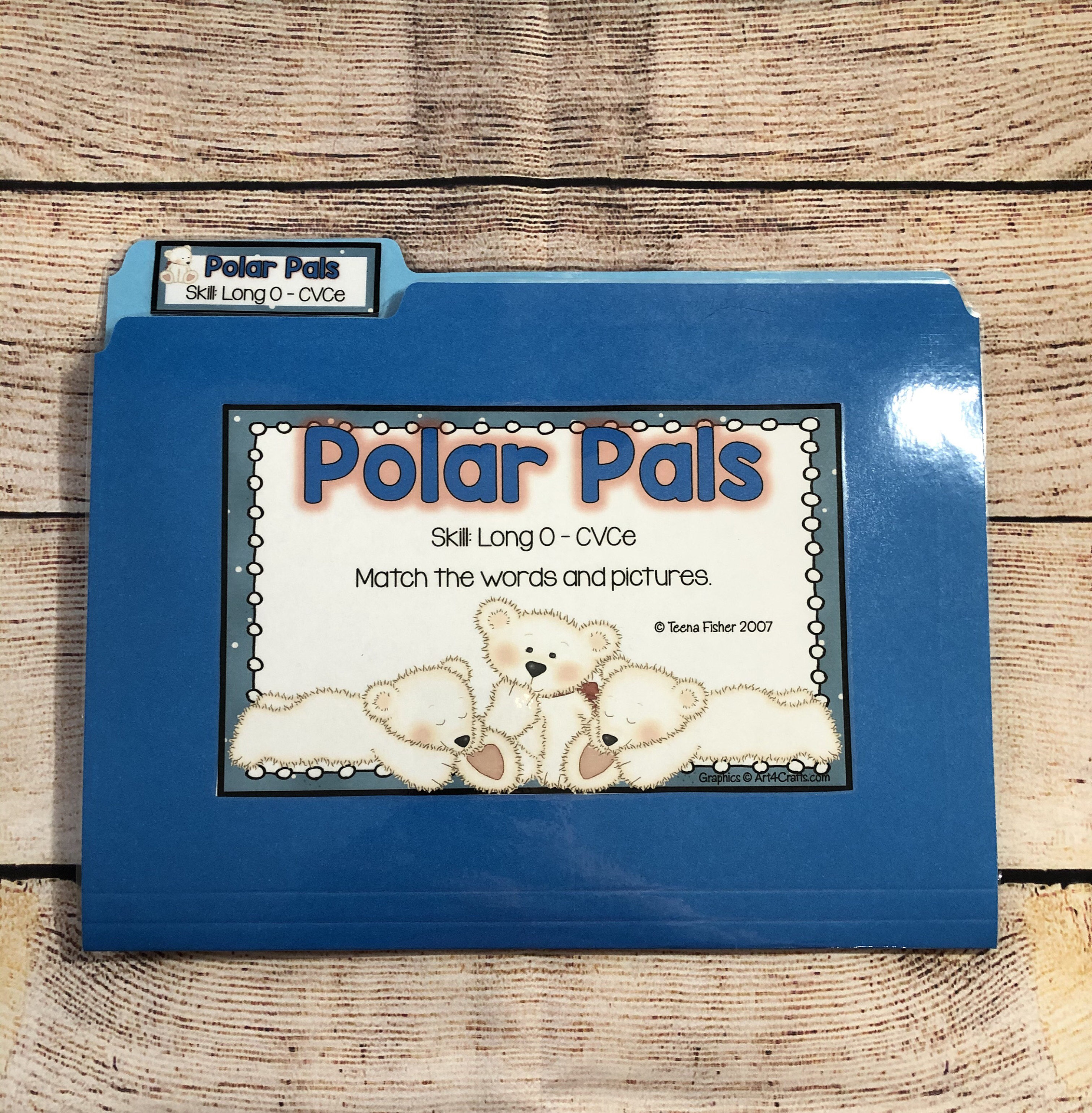 Polar Pals Literacy File Folder Game Long O Cvce Vowel Words Homeschool ...