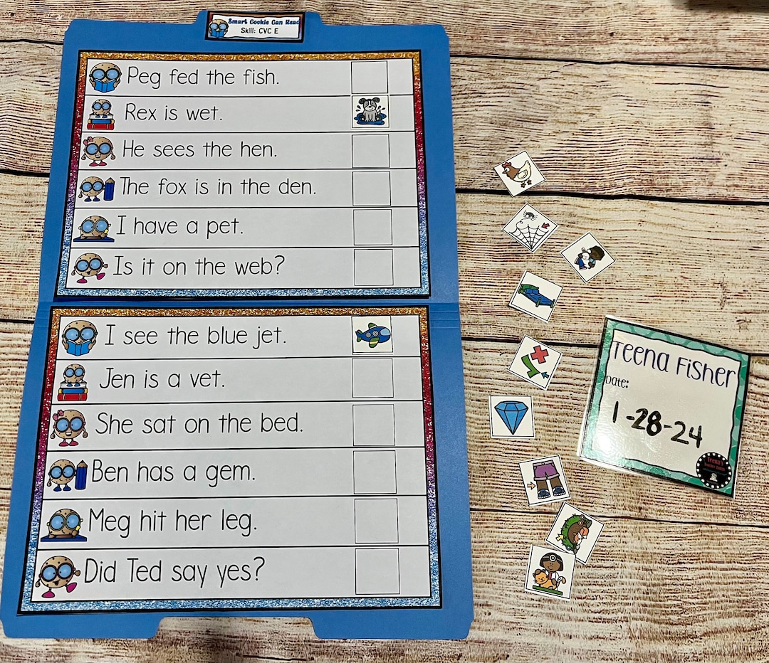 Smart Cookie Read CVC Short E Sentences Word Families Phonics Match ...