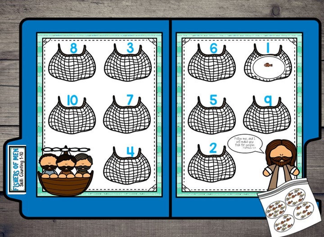 PDF VERSION Fishers of Men Counting 1-10 File Folder Game Center ...