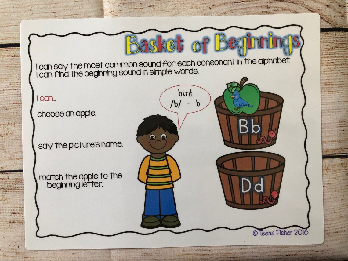 Preschool Kindergarten Basket of Beginning Sounds, Busy Bag, Quiet Time ...