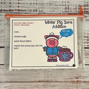 Winter Pig Sums 2 Digit Addition No Regrouping First Second Grade Math ...