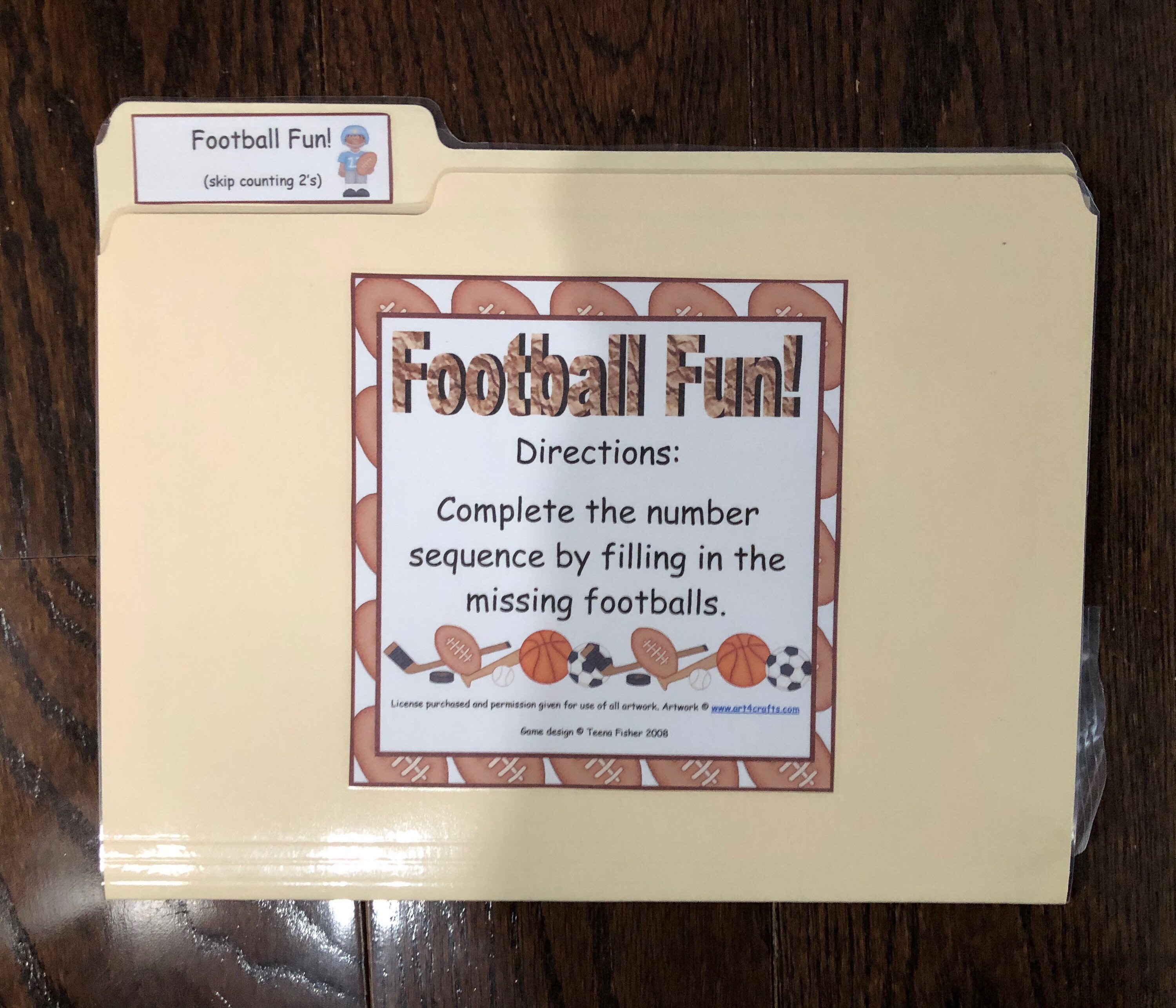 Football Fun Skip Counting by 2s File Folder Game 130 - Etsy
