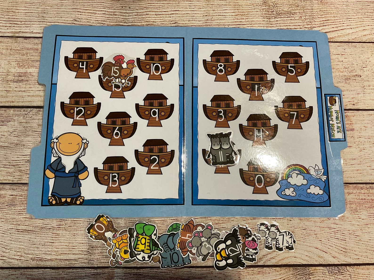 Noah’s Ark Number Match 0-15 Math File Folder Game Center Teacher ...