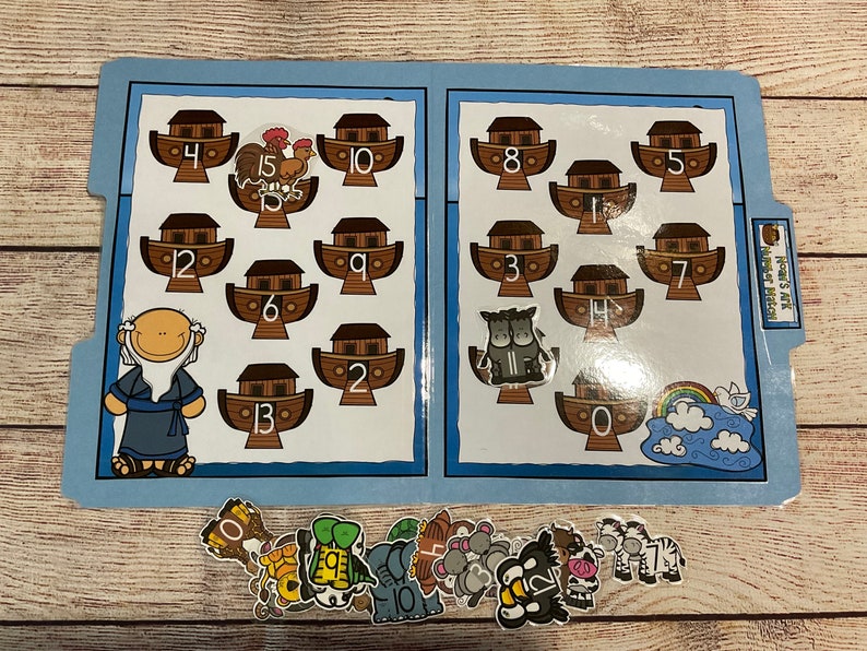 Noah’s Ark Number Match 0-15 Math File Folder Game Center Teacher ...