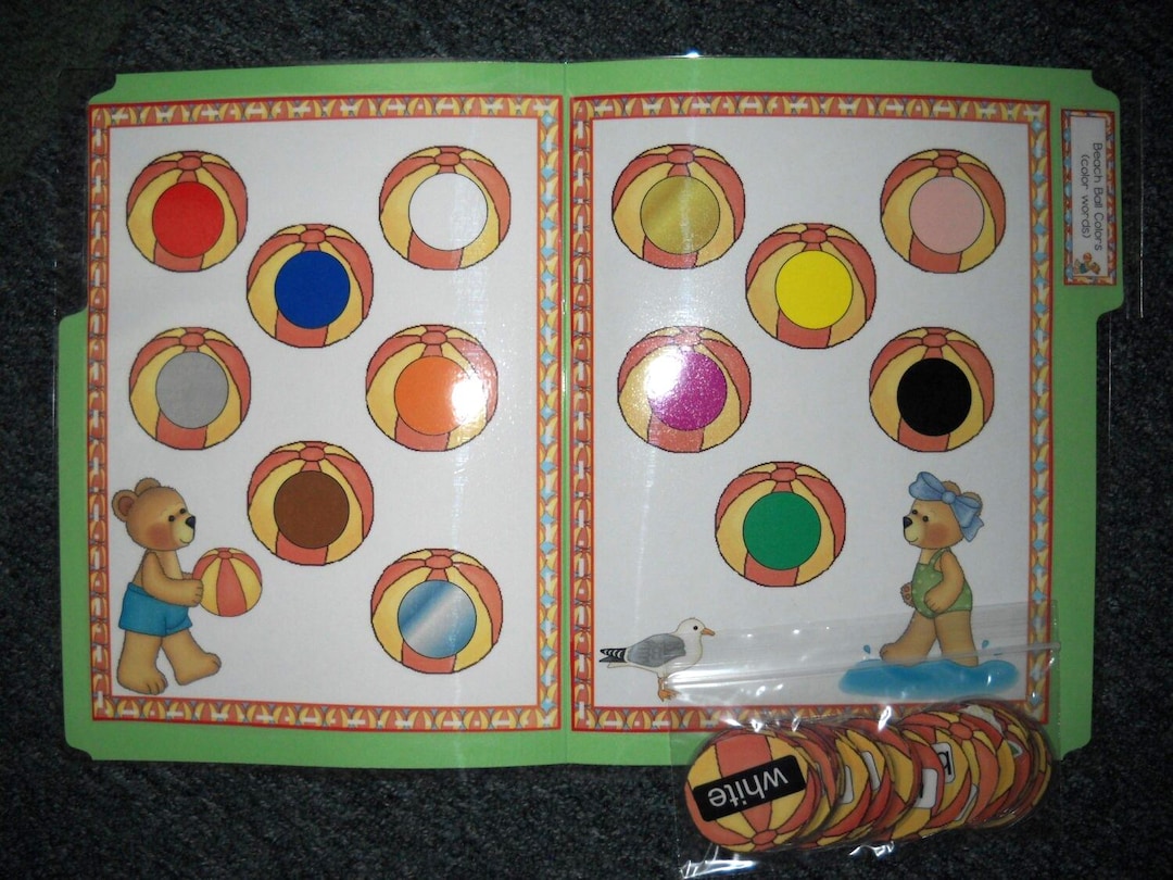 Beach Ball Colors File Folder Game Literacy Center Teacher Resource ...