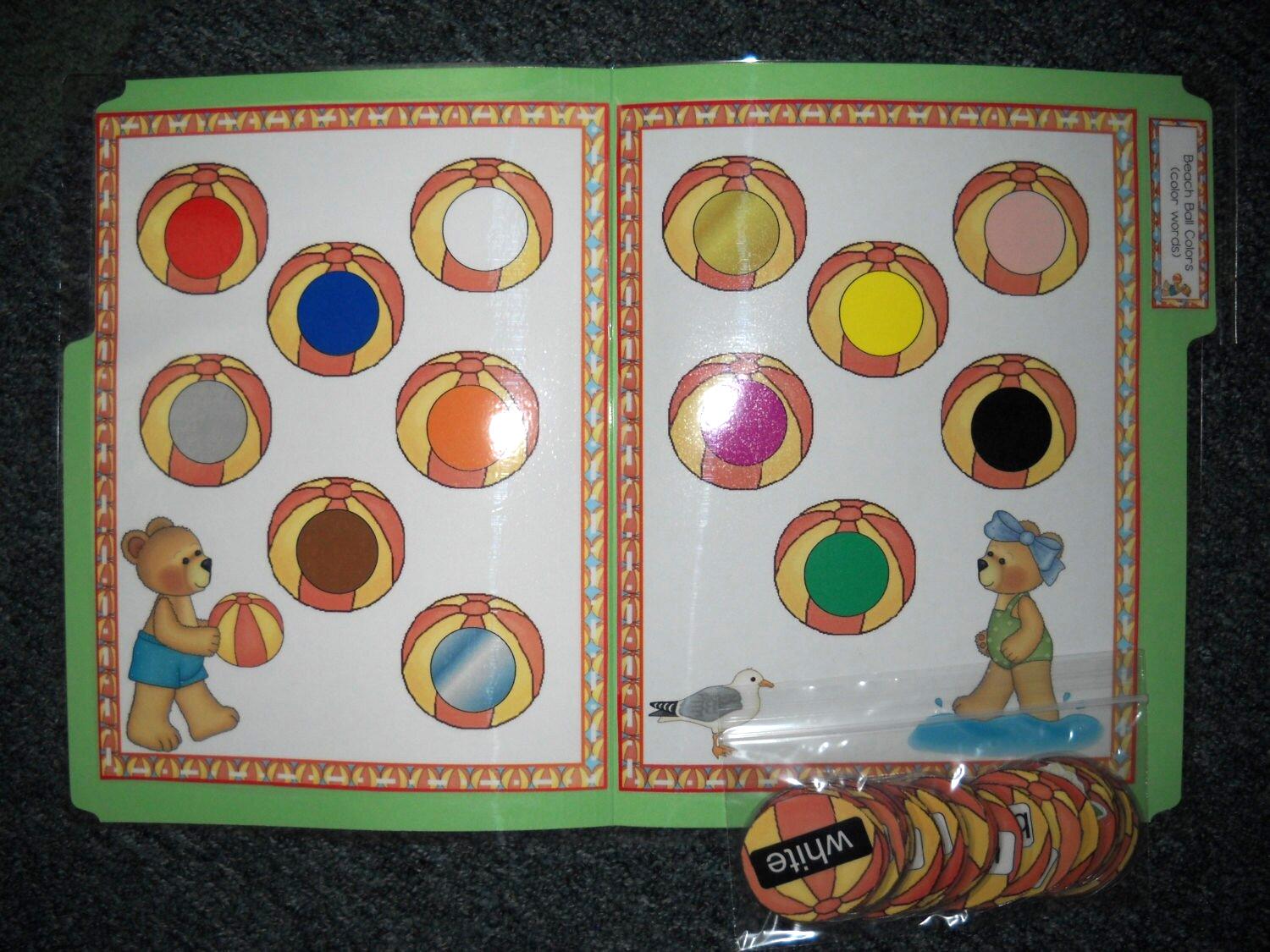 Beach Ball Colors File Folder Game Literacy Center Teacher Resource ...