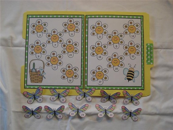 Blooming Numbers Math File Folder Game Center Teacher Resource | Etsy