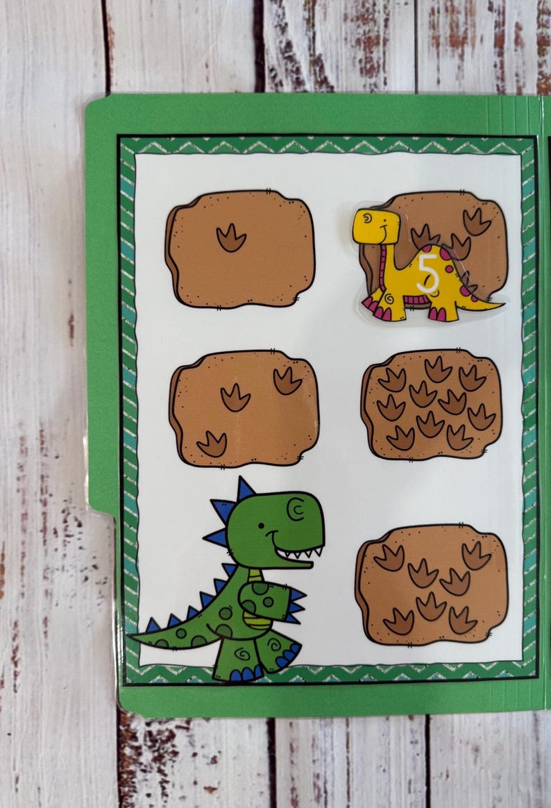 Chunky Dinosaur Counting 1-10 Math File Folder Game Center Teacher ...