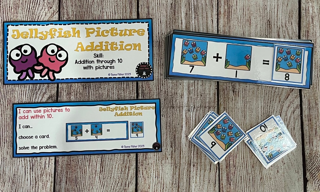 Jellyfish Picture Addition to 10 Kindergarten First Second Grade Math ...