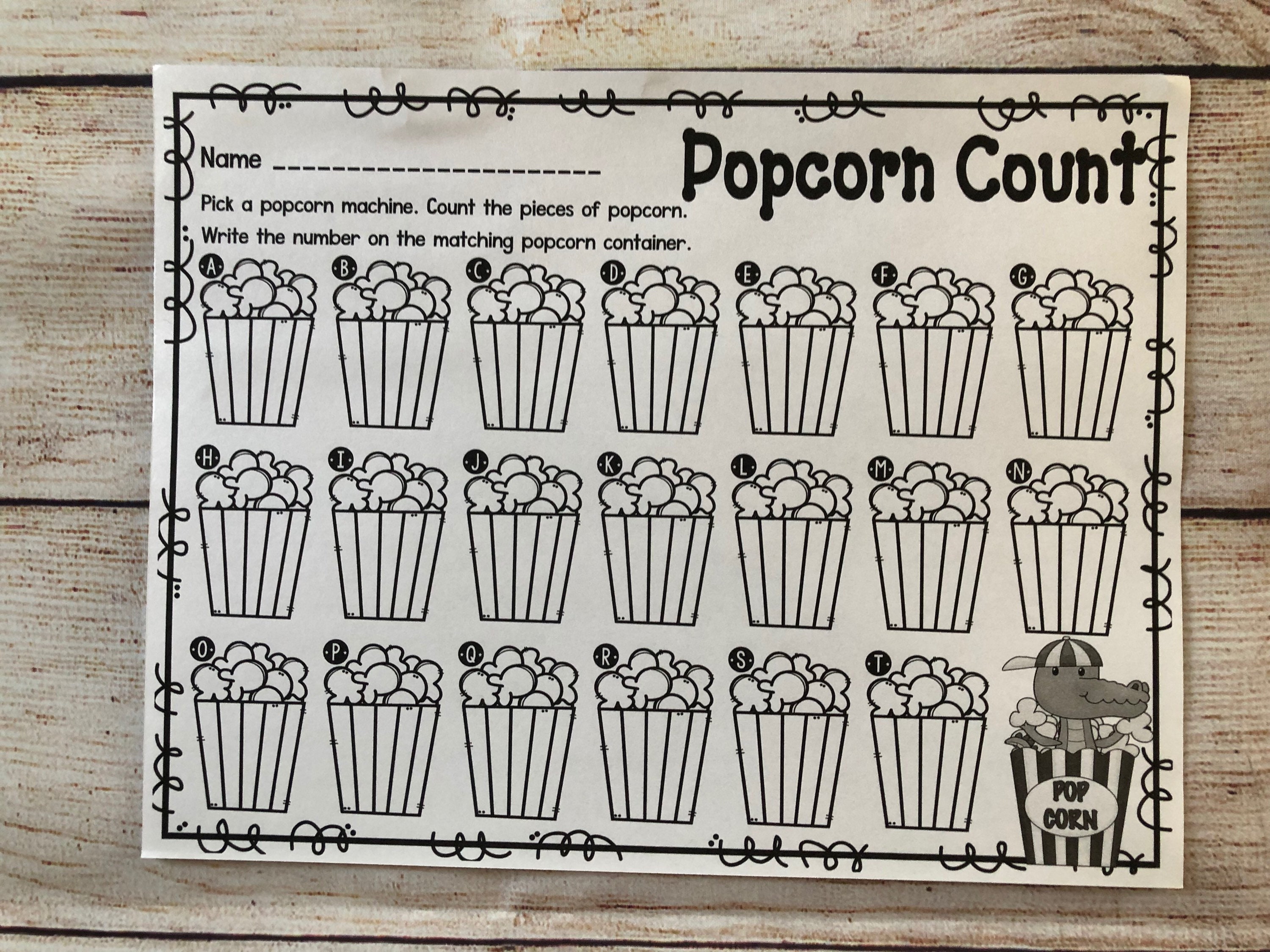 Popcorn Counting 1-20 Preschool Kindergarten Montessori - Etsy