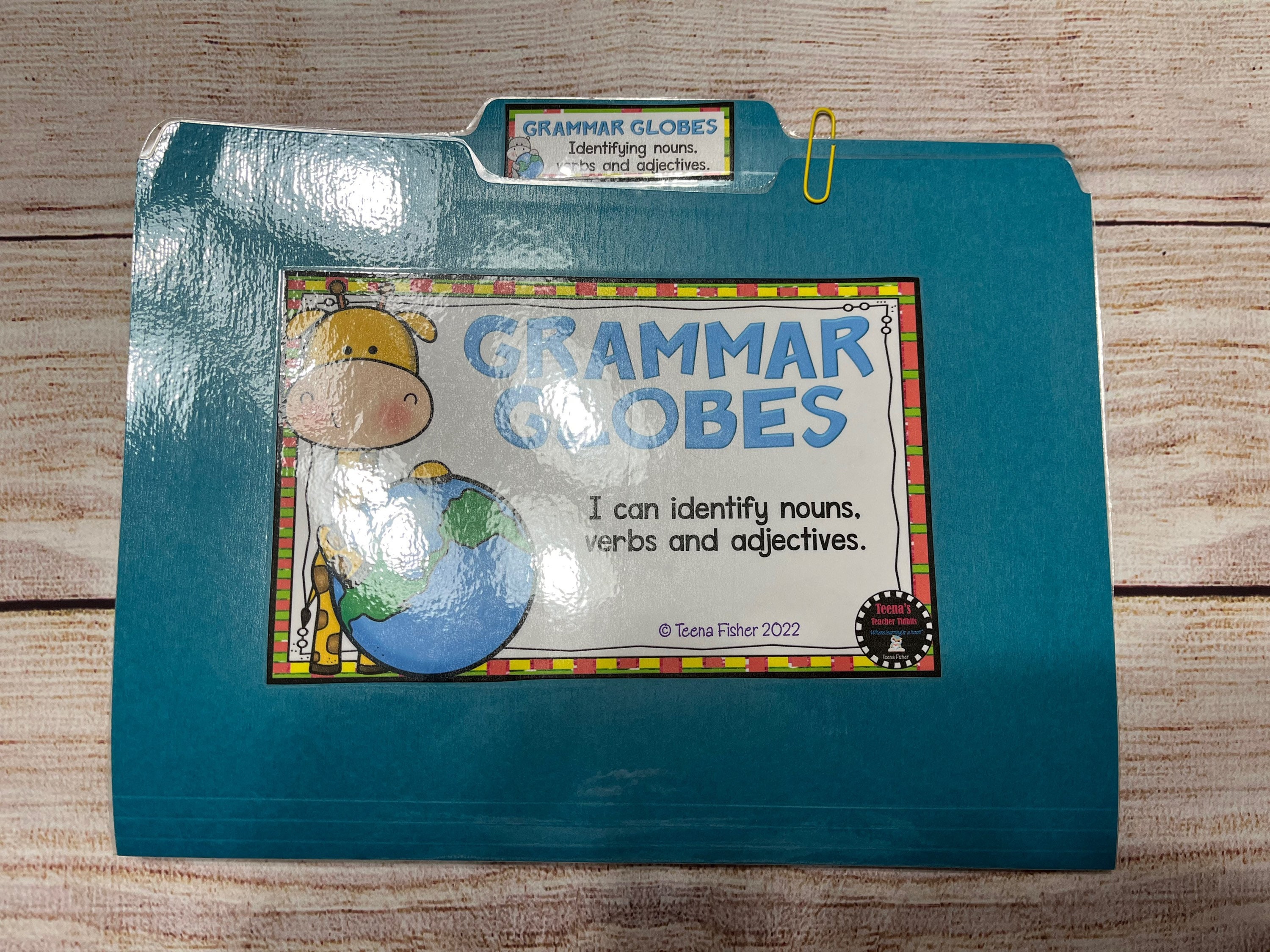 Grammar Globes File Folder Game Literacy Center Grammar Nouns Verbs ...