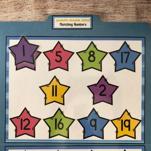 Colorful Star Number Match Math File Folder Game Center - Etsy
