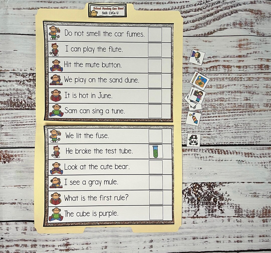 School Monkey Can Read Cvce Long U Sentences Word Families Phonics ...