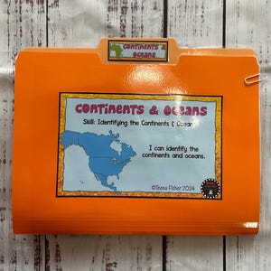 Continents and Oceans Geography Social Studies File Folder Game Task ...