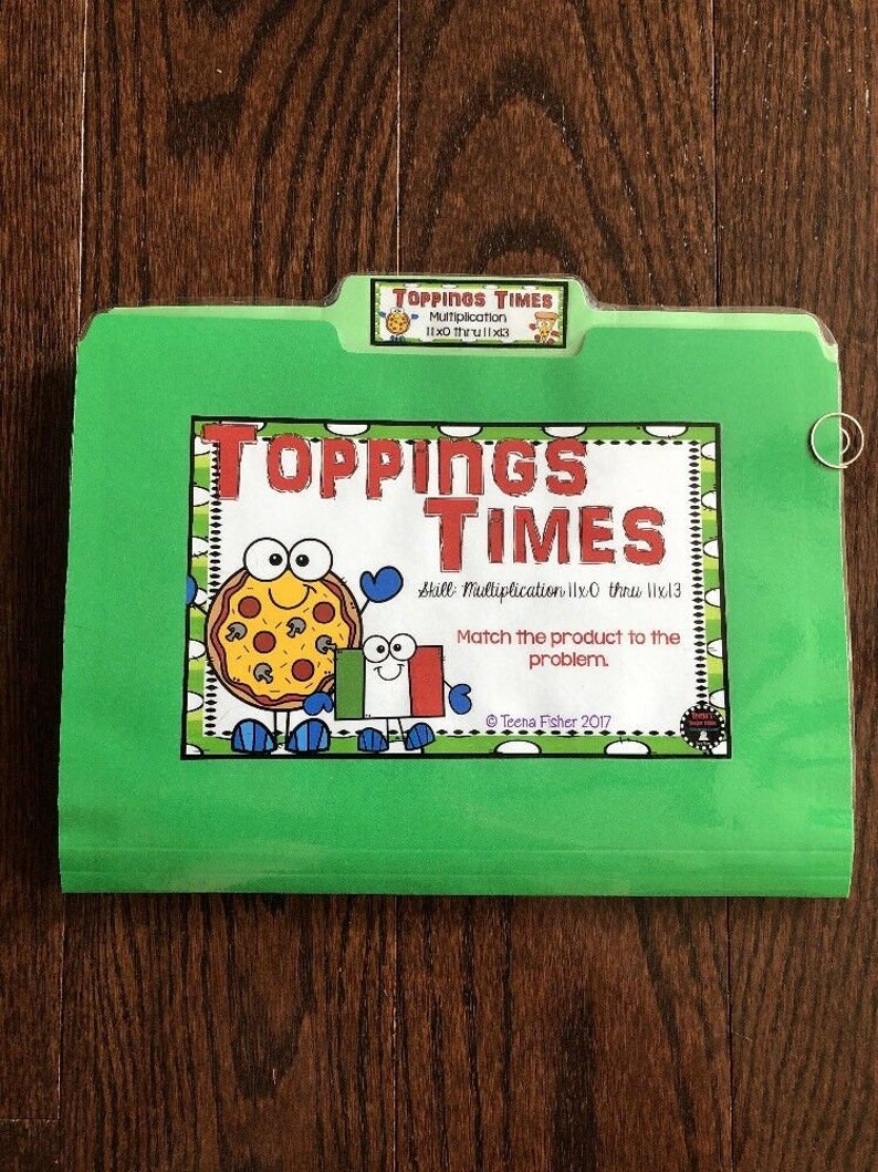 Toppings Times Math File Folder Game Center Teacher Resource - Etsy
