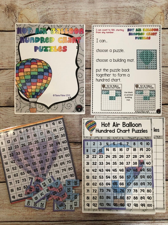 Hot Air Balloon Hundreds Charts Puzzles Number Order Task Box | Etsy