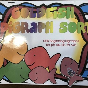 Goldfish Beginning Digraphs Sort Phonics Game Center Literacy Bag ...