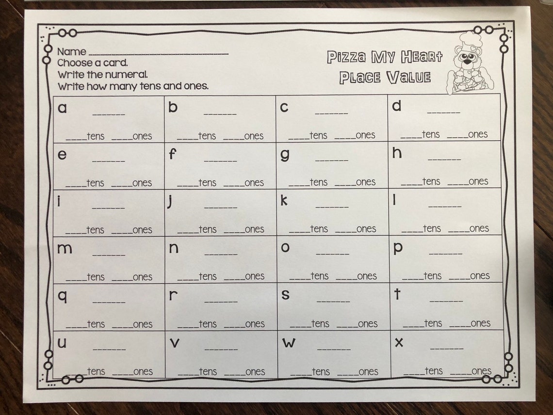 Pizza My Heart Place Value 1-99 Math First Second Grade | Etsy