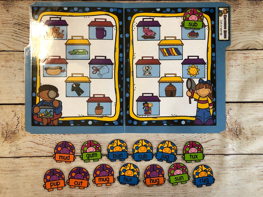 Catching Bugs CVC Words Short U Phonics File Folder Game Literacy ...