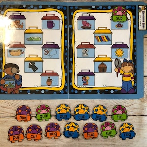 Catching Bugs CVC Words Short U Phonics File Folder Game Literacy ...