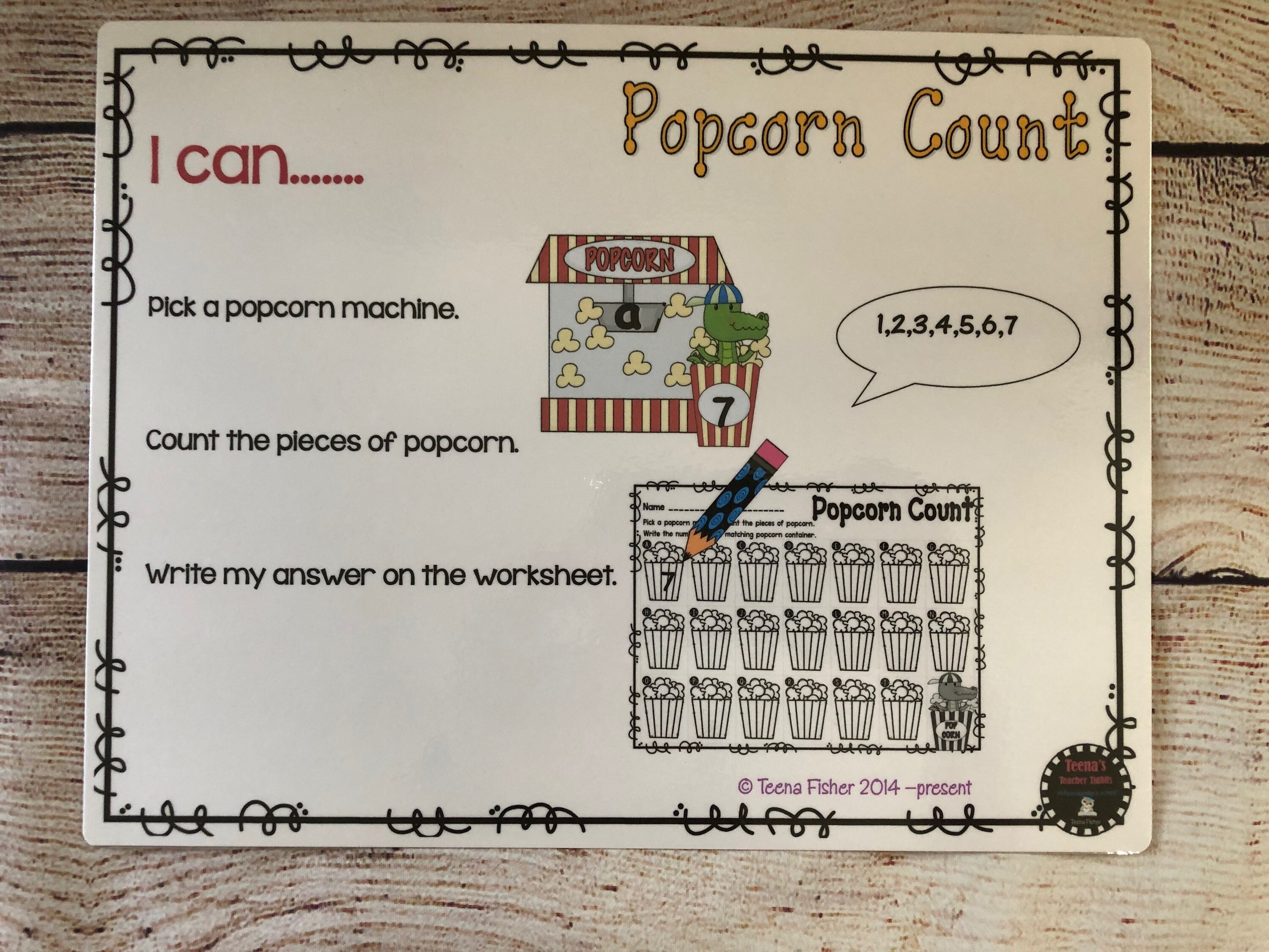 Popcorn Counting 1-20 Preschool Kindergarten Montessori - Etsy
