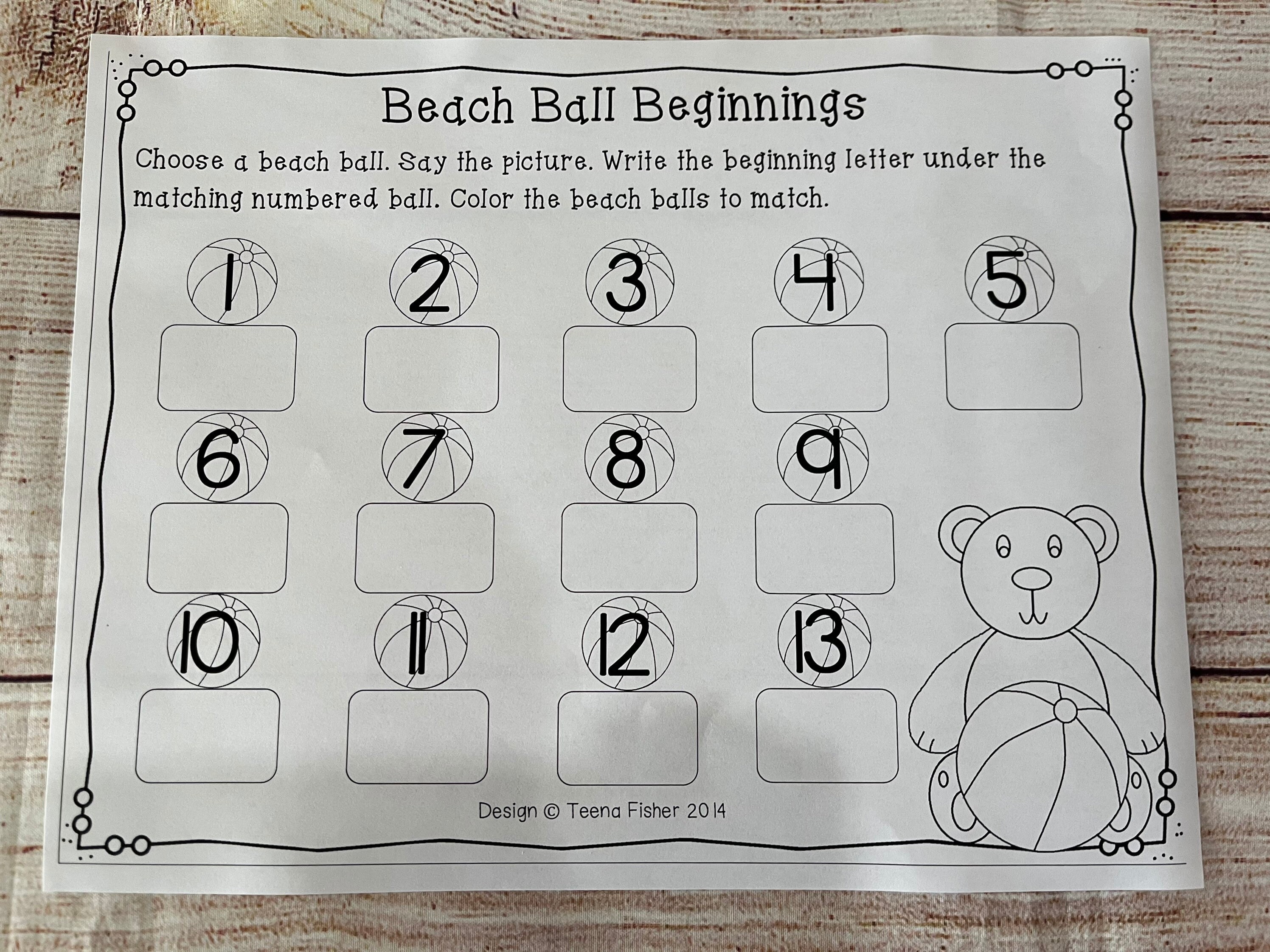Beachball Beginning Sounds Literacy Phonics File Folder Game - Etsy