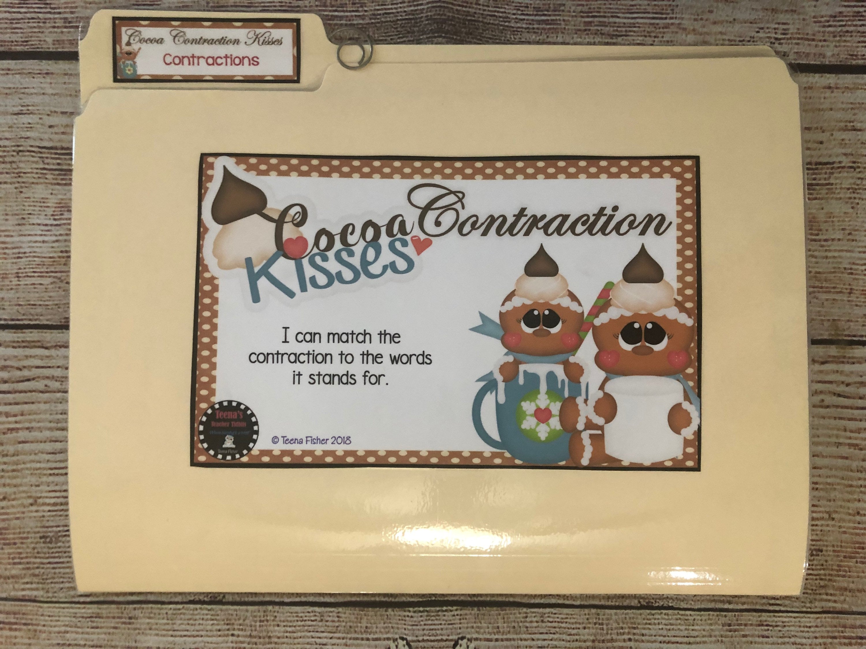 Cocoa Kisses Contractions Grammar Language Arts File Folder Game First ...