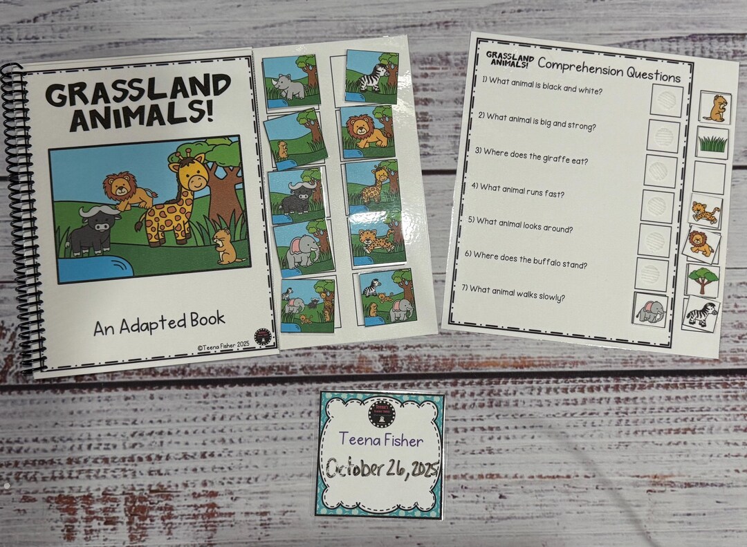 HARD COPY -grassland Animals! Adapted Book Interactive Autism Special ...