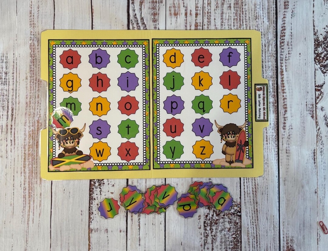 Jamaican Highland Lowercase to Lowercase ABC Matching File Folder Game ...
