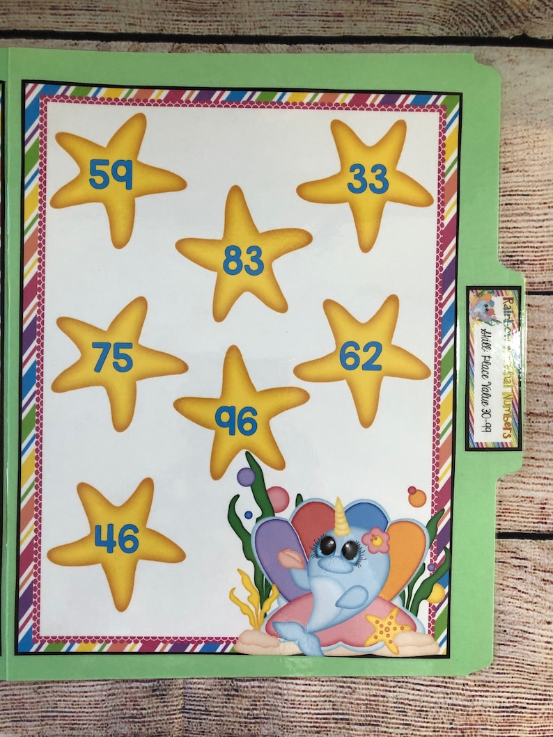 Rainbow Narwhal Teacher Made Place Value Math File Folder Game Centers ...