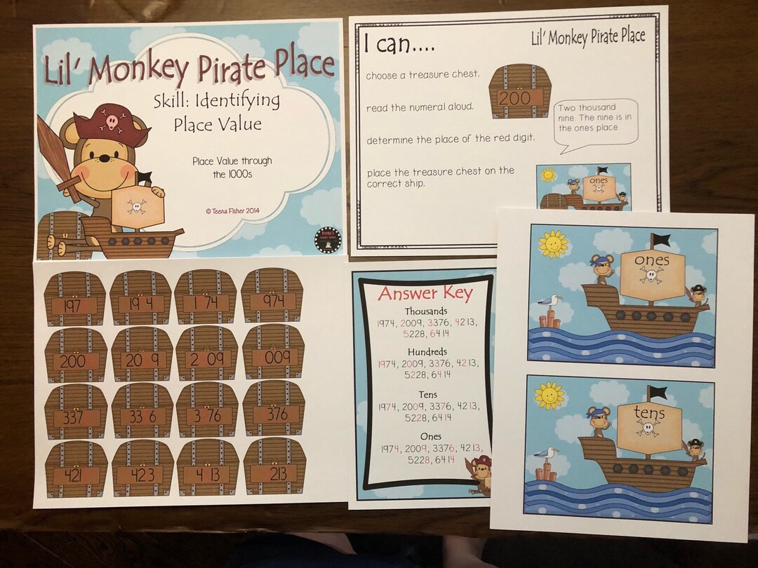 PDF Version Lil' Monkey Pirate Place Value Math First Second Grade ...