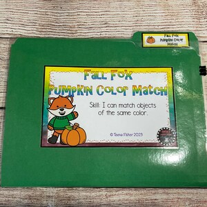 Fall Fox Pumpkin Color Match Math File Folder Game Center Teacher ...