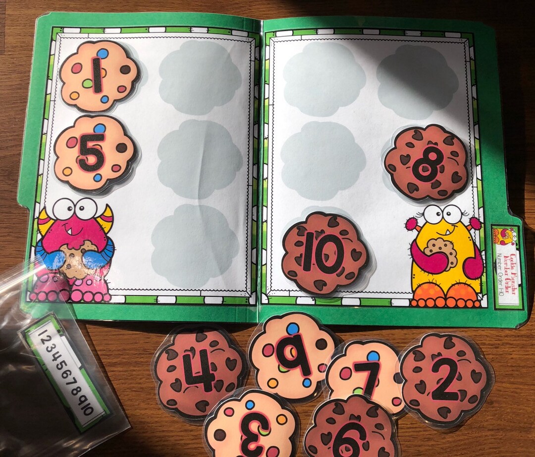 Cookie Monster Number Order 1-10 File Folder Game 1~10 Kindergarten ...
