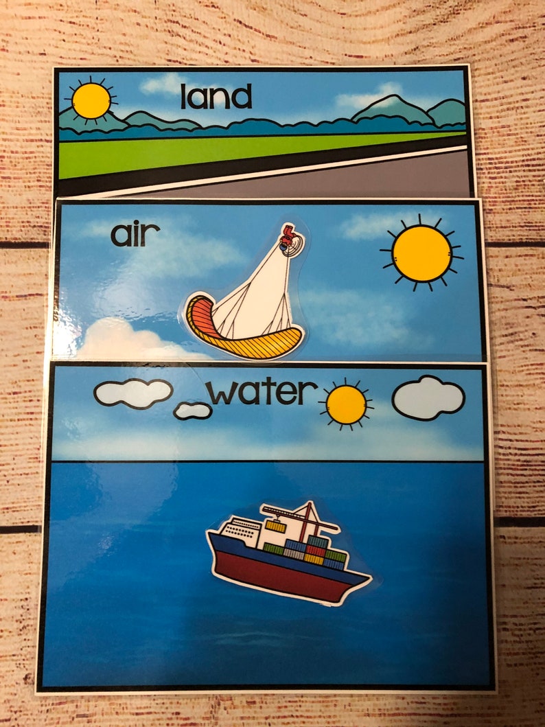 Transportation Sort Task Box Cards Preschool Busy Bag Classification ...