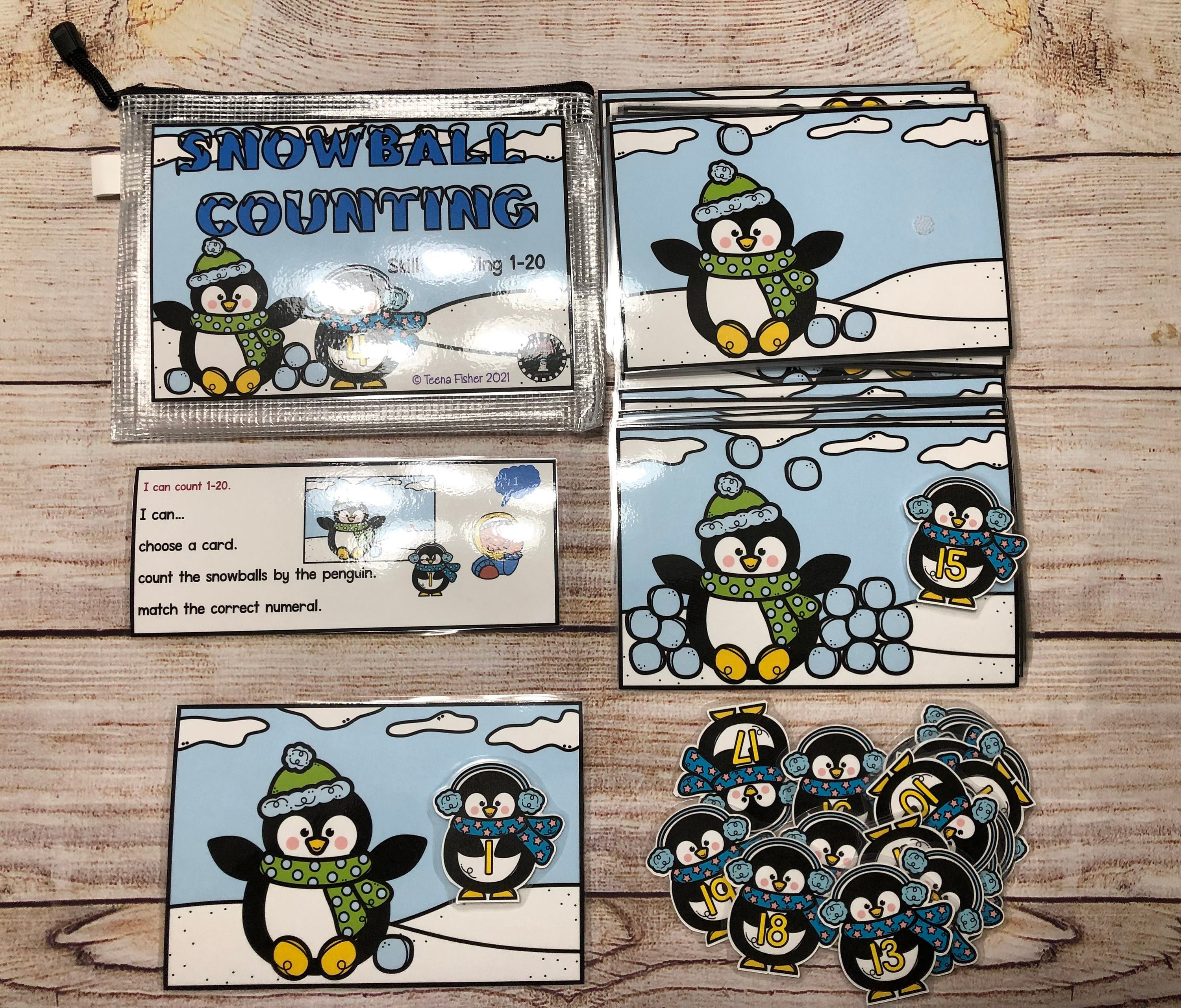 Snowball Counting 1-20 Math File Folder Game Center Teacher Resource ...
