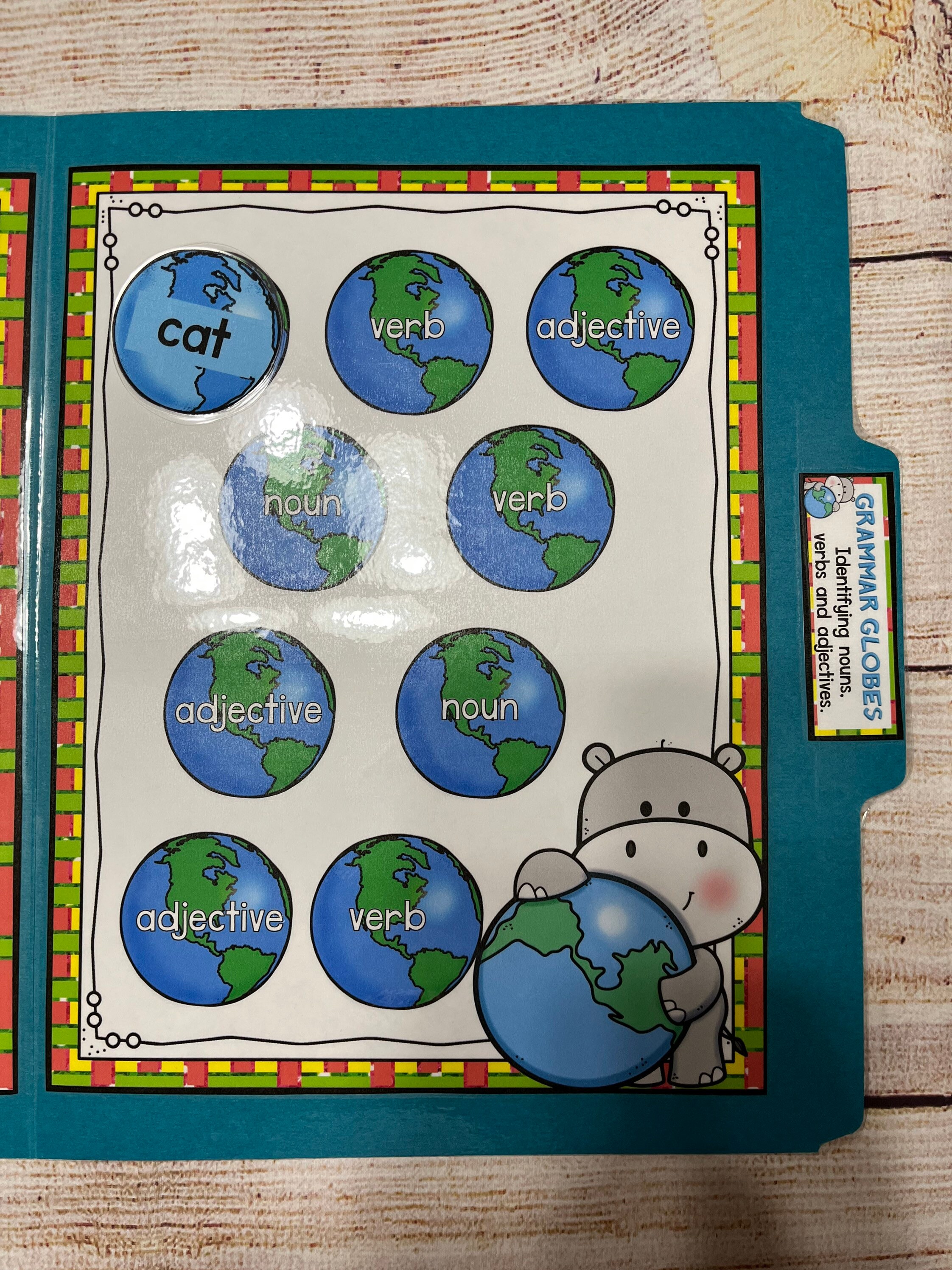 Grammar Globes File Folder Game Literacy Center Grammar Nouns Verbs ...